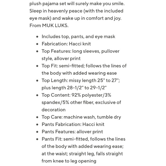 Muk Luks | Intimates & Sleepwear | New With Tag Muk Luks Pajama Set ...